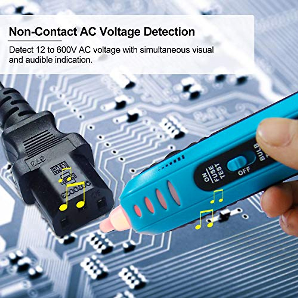 ALLOSUN Christmas Light Tester and Repair Non Contact AC Voltage Tester 12-600V Light Bulb Removal Tool Fuse Bulb Tester