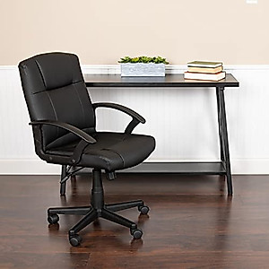 Flash Furniture Coffman Flash Fundamentals Mid-Back Black LeatherSoft-Padded Task Office Chair with Arms