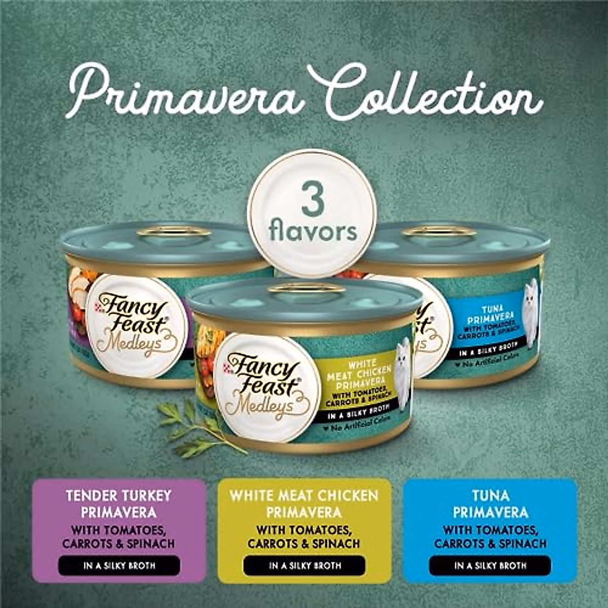 Fancy Feast Elegant Medley Primavera Collection Cat Food (Case of 2),Turkey, Tuna & Chicken, 36 ounces