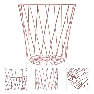 Cabilock Entryway Decor Metal Waste Container Iron Wire Umbrella Storage Holder Stand Kitchen Trash Waste Can Round Trash Bin for Office Room Bathroom Living Room Home Office Decor