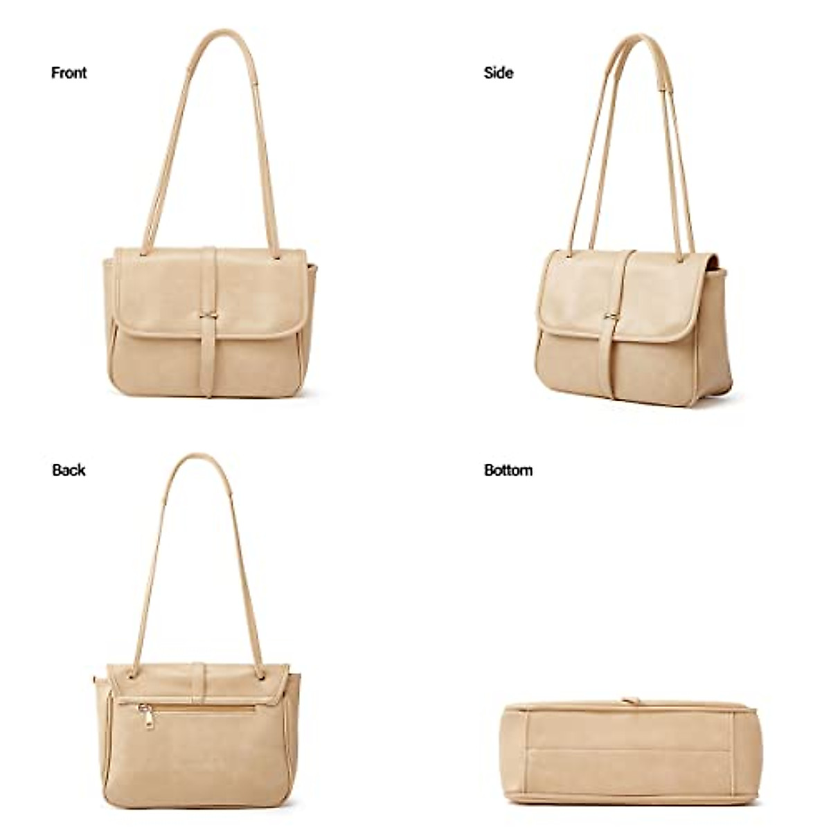 Ashioup Tote Shoulder Bags Large Concealed Carry Purses and Handbags PU Leather Hobo Crossbody Bags for Women (apricot)