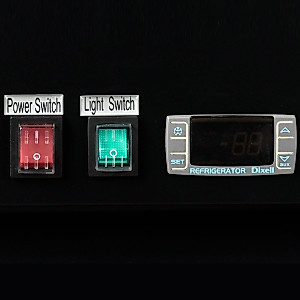 PEAKCOLD Commercial Upright Display Cooler - Merchandiser Refrigerator with Three Glass Doors and LED Lighting, 57.5 Cu Ft Capacity, Adjustable Shelves, Perfect for Restaurants, Cafes, and Bars