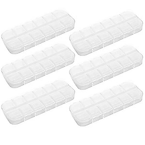 Typutomi 6PCS 12 Grid Clear Plastic Jewelry Box Organizer, Jewelry Dividers Storage Container DIY Parts Storage Box for Bead, Rings, Jewelry,Screws, Handicrafts