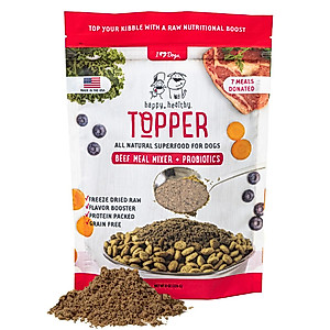 iHeartDogs Dog Food Topper - Freeze-Dried Raw Dog Food Seasoning - Grain Free Superfood Meal Mixer (Beef, 8 Ounce)