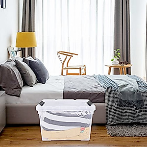 Minekkyes 4-Pack 34 Quart Clear Latching Box Totes, Plastic Storage Bin