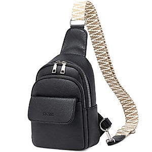 Eslcorri Small Crossbody Sling Bag, Trendy Fashionable Fanny Packs Vegan Leather Chest Belt Bum Bag Anti Theft Purse for Women for Travel, Sport, Camping