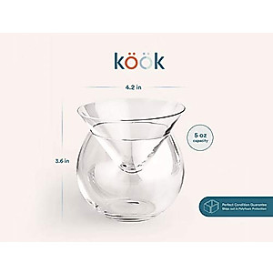 Kook Glass Caviar Chiller Server Set, Serving Dish with Ice Holder, for Shrimp, Appetizers, Liquor, Martinis and Cocktails, Dishwasher Safe, 5 oz Bowl, Set of 2