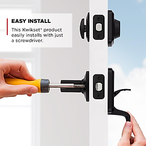 Kwikset Henley Front Door Lock Handle and Deadbolt Set, Entry Handleset Exterior with Interior Reversible Lever, Matte Black, Pick Resistant SmartKey Rekey Deadbolt Security, with Microban Protection