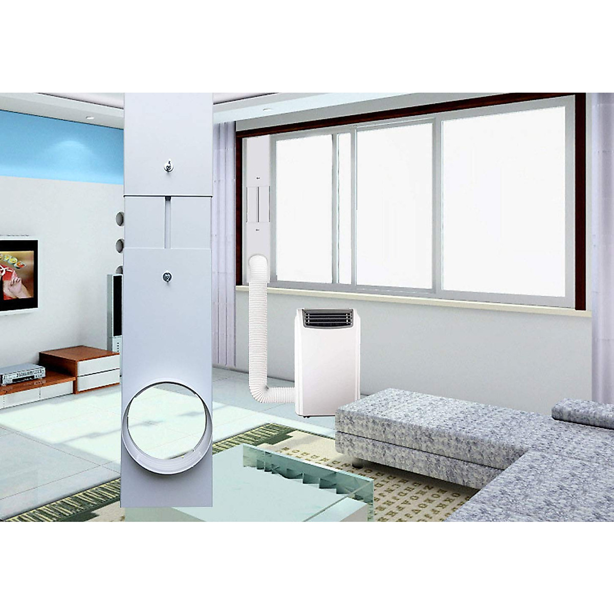 Portable Air Conditioner Window Vent Kit, Portable A/C Window Slide Kit Plate for Exhaust Hose of 6”Diameter