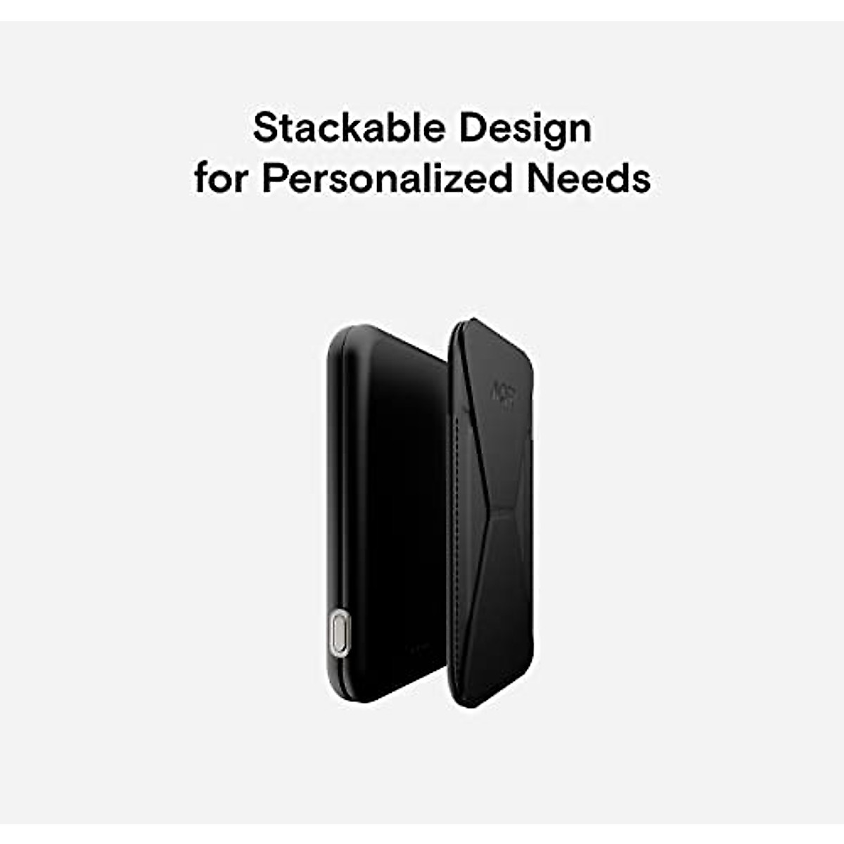 MOFT Modular Magnetic Phone Stand Power Bank Set, Foldable Stand and Portable Wireless Charger with Magnetic USB-C Cable for iPhone 14/13/12 Series,Black