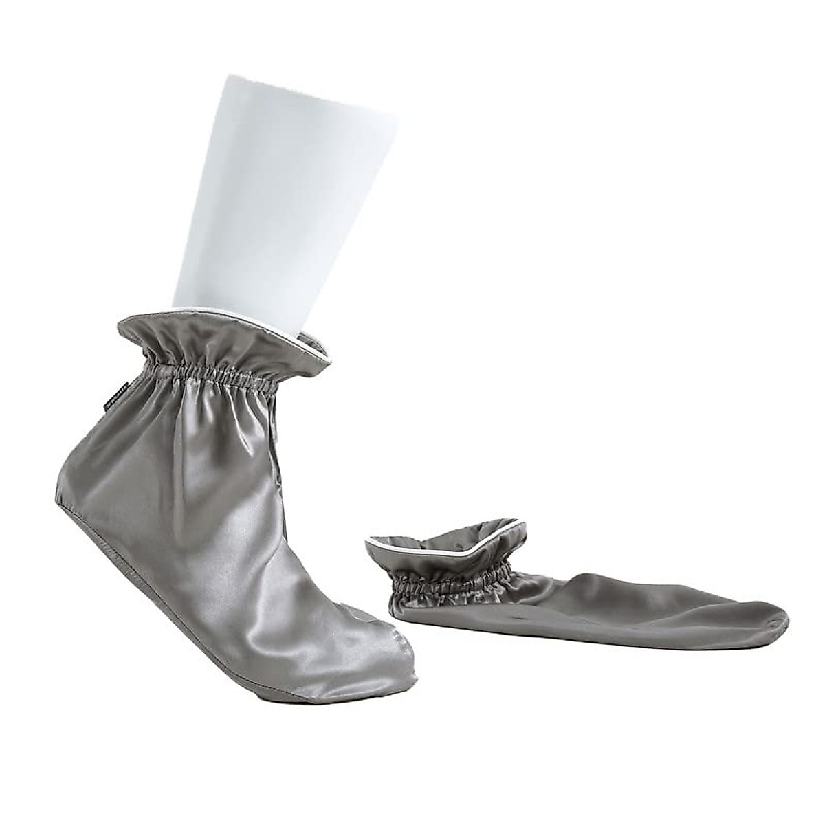 THXSILK 100% Pure Mulberry Silk Hyaluronic Acid Sleep Socks for Women Men Soft Skin Whitening Moisture Heal and Treat Dry Cracked Heels, Sock Length 9.65", Grey