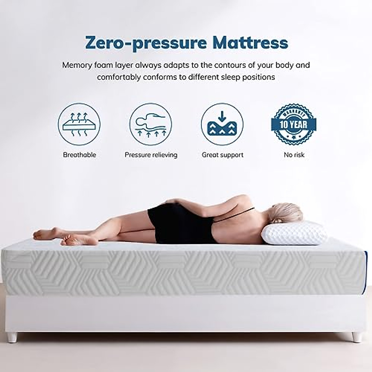 TMEOSK Queen Size Mattress, 12 inch Cooling-Gel Memory Foam Mattress in a Box, Breathable Bed Mattress for Cooler Sleep Supportive & Pressure Relief, Medium Firm Feel with Motion Isolating (Queen)