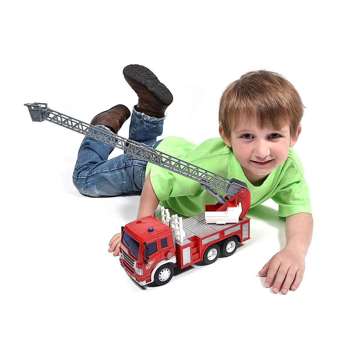 Sunny Days Entertainment Maxx Action Mini Rescue Vehicle Toy Fire Truck with Extention Ladder and Push Button Lights and Sounds (Colors and Style Purchased May Vary)