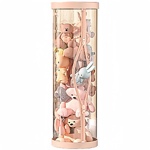 Flarelyare Stuffed Animal Storage Tube,Stuff Animal Organizer,Stuffed Animal Zoo Storage, PET Transparent Bucket with Zipper for Kids Toy Organizer,59" X 10"Large Toy Storage Box with Lid（Pink
