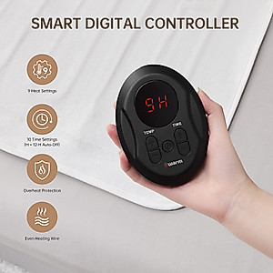 Bwarm Electric Heated Mattress Pad Mini Twin Size, 31" x 55", Bed Warmer, 9 Heat Settings, 1-12 Hours Auto Off, Deep Pocket, Fast Heating, Machine Washable, Soft and Cozy