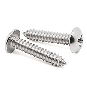 #14 x 1" Truss Head Self Tapping Wood Screws Sheet Metal Screws, 304 Stainless Steel 18-8, 25 PCS