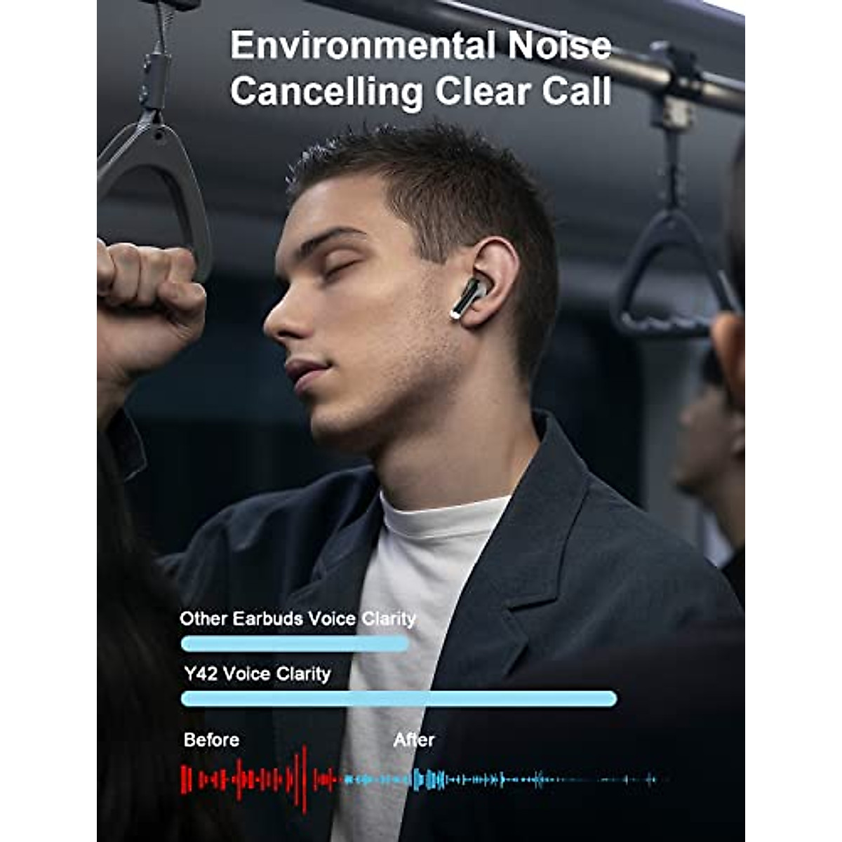 Myinnov Wireless Earbuds, Bluetooth 5.3 Ear Buds Touch Control with in-Ear Built-in Microphone Deed Bass Headphones,Premium Stereo Earphones IPX6 Waterproof Headset for Sport (Black)