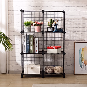 PARANTA Wire Cube Storage Organizer, 6 Cube Bookshelf, Stackable Storage Bins, Closet Organizer and Storgae, Multi-use DIY Standing Shelf Units for Book,Toys,Clothes,Tools