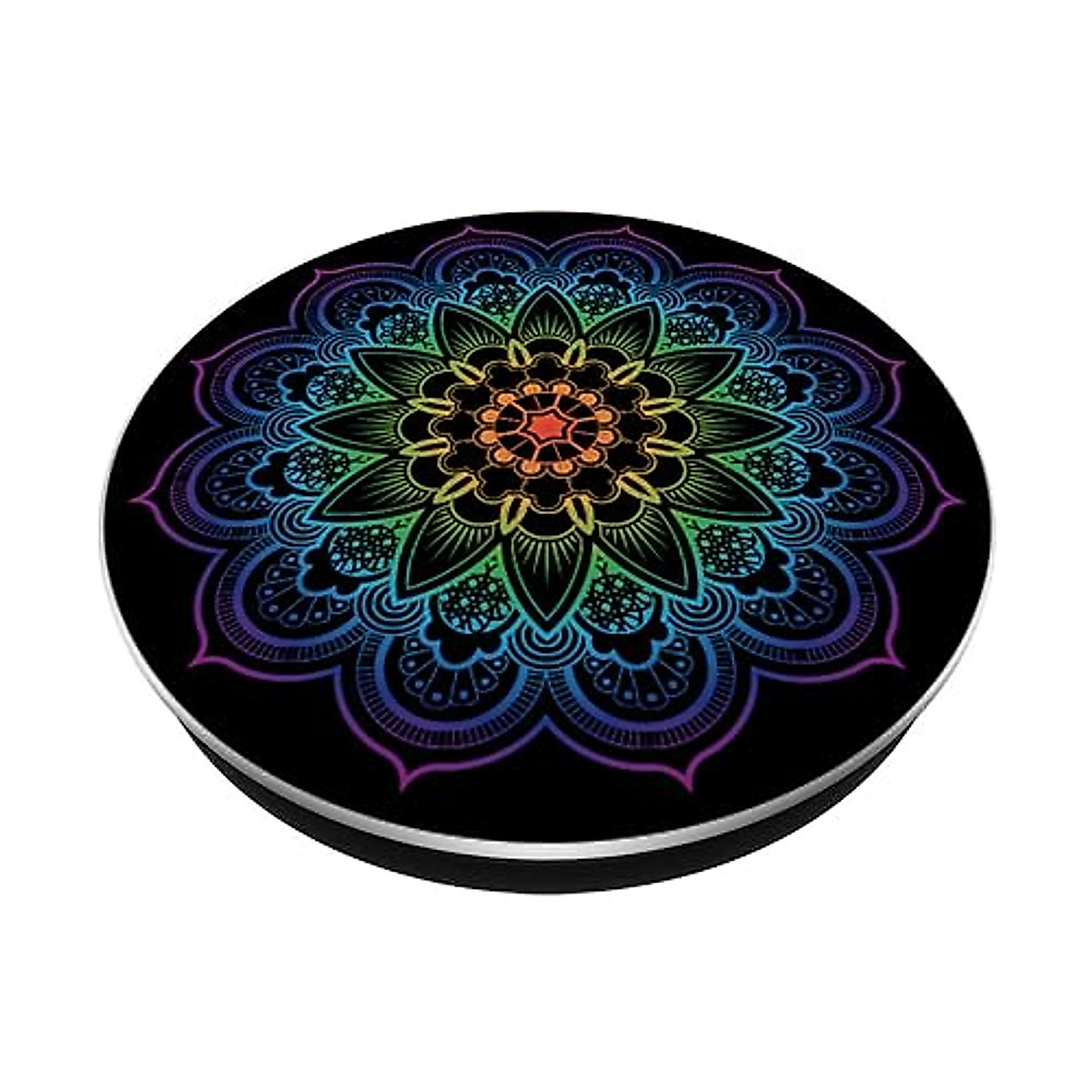 Colorful Sacred Geometry Yoga Mantra Psychedelic Mandala PopSockets PopGrip: Swappable Grip for Phones & Tablets PopSockets Standard PopGrip