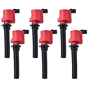 ENA Set of 6 Red Ignition Coil Pack 2001-2008 Compatible with Ford Mercury Mazda Tribute Mariner Escape Five Hundred Freestyle Montego Taurus Sable V6 3.0L Replacement for DG500 DG513 FD502