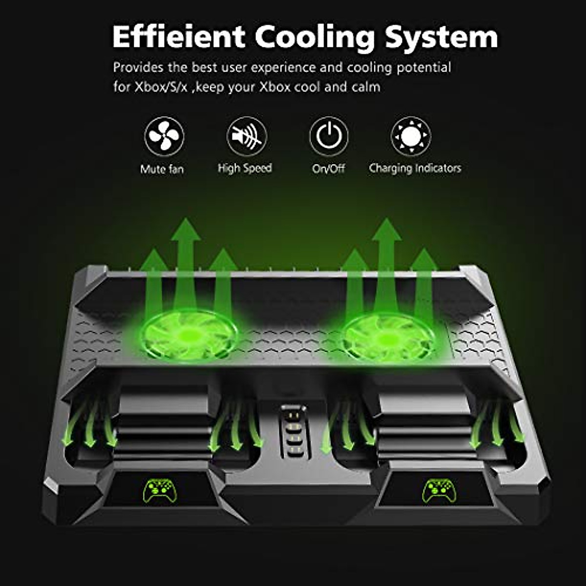 OIVO Cooling Stand for Xbox One/S/X, 2 Cooling Fan, Dual Controller Charging Dock Station with LED Indicators and 15 Game Slots for Xbox One/S/X