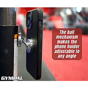 GymPal Magnetic Phone Mount Holder - Dual Magnetic Gym Phone Holder for Working Out Videos - Double Sided Strong Magnet with 360 Degree Rotation - Fits Any Smart Phone