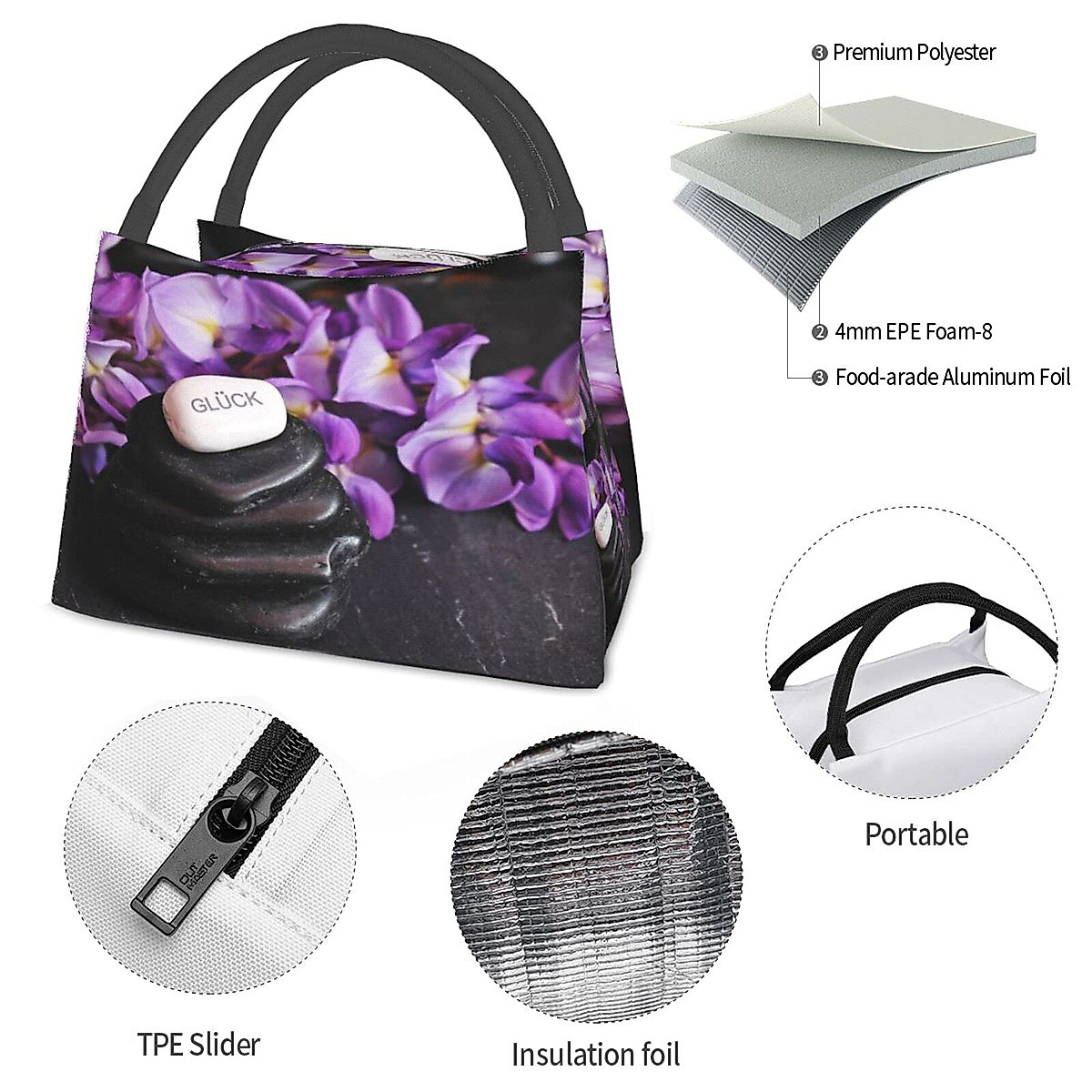 Stones pebbles relaxation layered stacking stone tower Lunch bag picnic bag sundries bag shopping bag portable insulation bag kitchen family