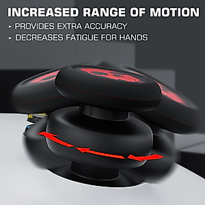 PlayRealm NO Falling Off Thumbstick Extender & Silicone Grip Cover 2 Sets for Xbox Series X/S & Xbox One S/X Controller(Ghost Red)