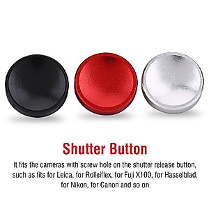 3PCS Camera Button, Aluminium Alloy Shutter Button with Concave Surface, Fits for Cameras with Screw Hole on The Shutter Release Button (Red Black Silver)