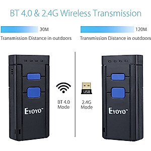 Portable Bluetooth Barcode Scanner Wireless, Eyoyo 2877 CCD Mini Handheld CMOS UPC Barcode Reader Compatible for POS, iPad, iPhone, Android Phones, iOS Work for Store, Book, Library Inventory