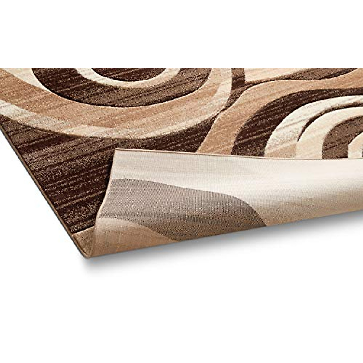 Desert Swirl Brown & Beige Modern Geometric Comfy Casual Spiral Hand Carved Area Rug 5x7 (5'3" x 7'3") Easy to Clean Stain Fade Resistant Contemporary Thick Soft Plush Living Dining Room Rug