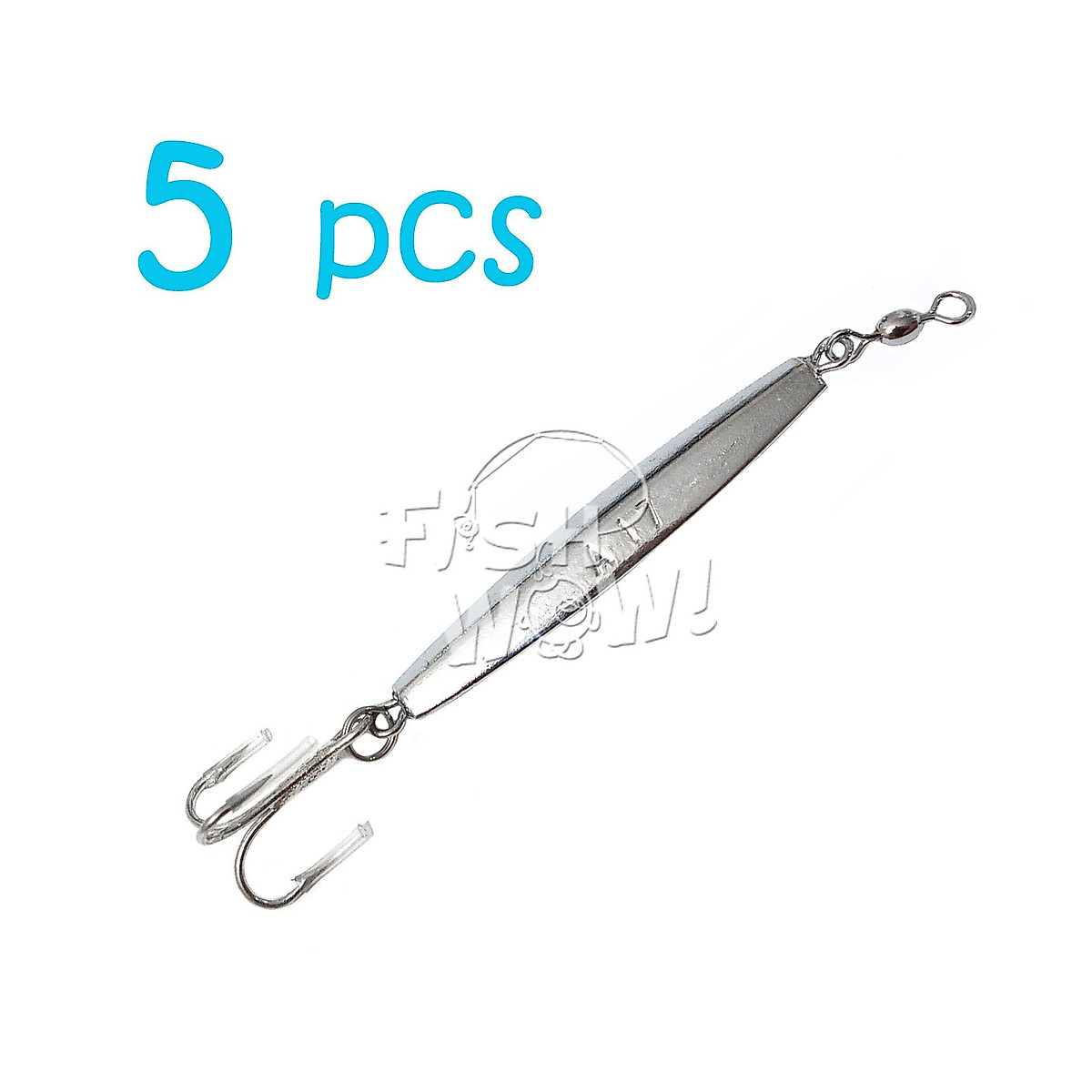 5pcs Fish WOW!® 2oz Diamond Jig Chrome jigs with a Treble Hook