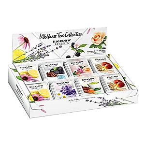Bigelow Benefits Wellness Tea Collection, Variety Gift Box Sampler, 64 Tea Bags, (Pack of 1