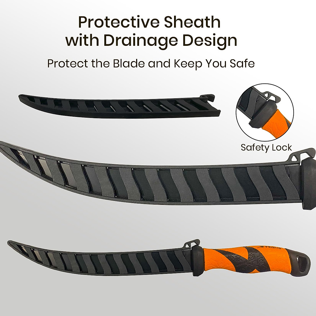 Pristis Professional Fishing Knife, 9 Inch Bait Knife for Filleting & Boning, Sharp 5Cr13MoV Stainless-steel Blade with Corrosion Resistant Coating, Non-slip Handles, Protective Nylon Sheath (Yellow)