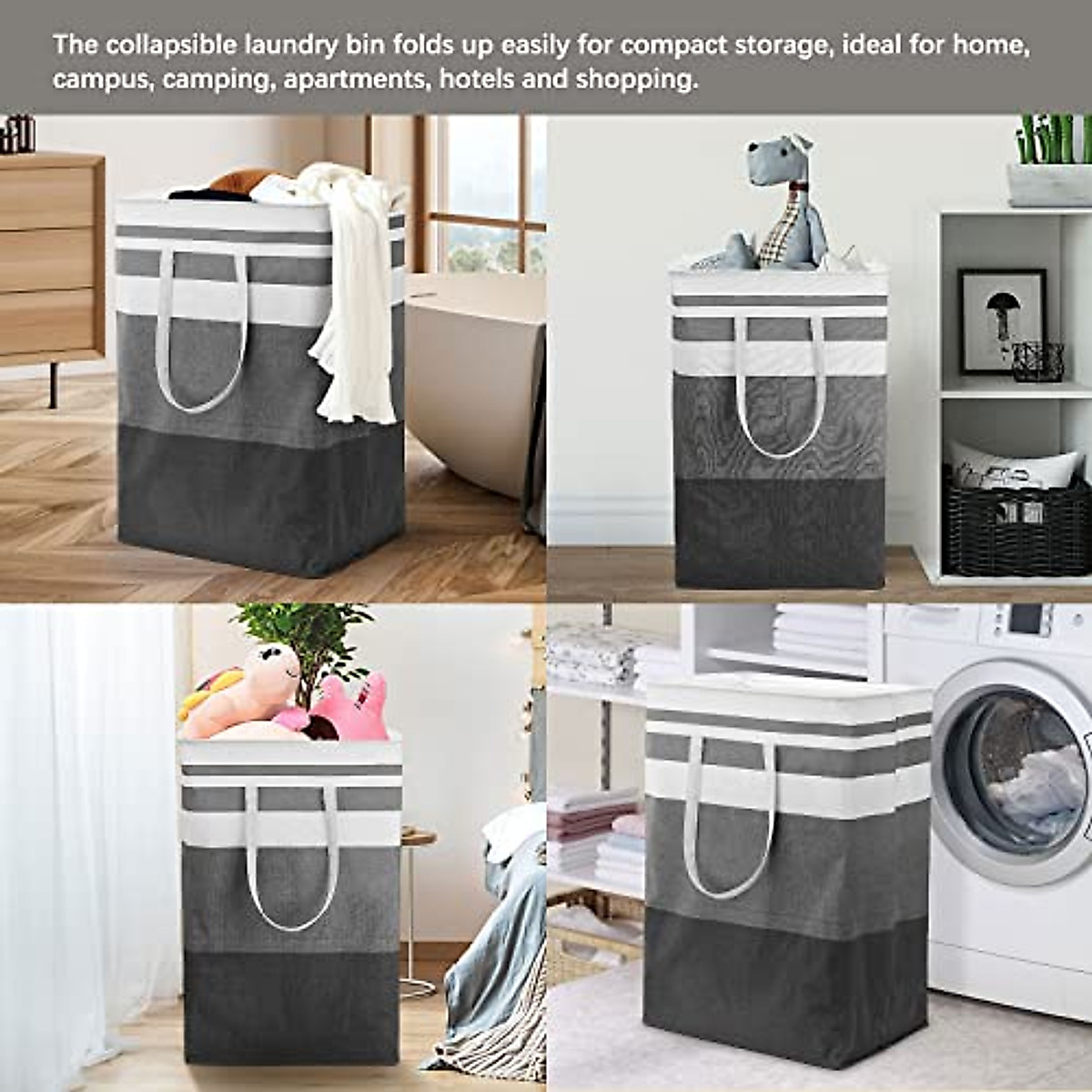 Firlar 2PCS Laundry Basket,15.7×11.5inch Folding Laundry Hamper,Dirty Clothes Organizer,Large Capacity Dirty Laundry Hamper,Laundry Hamper with Lid,Portable Dirty Clothes Basket for Clothes Storage