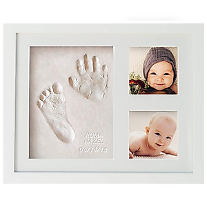WavHello Baby Handprint & Footprint Frame Kit, Clay Casting & Photo Memory Keepsake Frame, Baby Registry Gift & Baby Shower, Baby Boy Gift & Baby Girl Gift - First Impressions