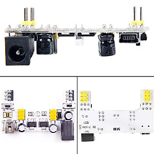 DKARDU DC 5V/3.3V 2 Channel Breadboard Power Module Mini USB Interface+ MB-102 Breadboard+Solderless Flexible Breadboard Jumper Wires Cable with Mini USB Cable for Arduino