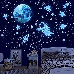 Glowing Stars for Ceiling, 1008 PCS Glow in The Dark Stars,Space Wall Decals Solar System Galaxy Planets Wall Stickers for Kids, Wall Decor for Girls Kids Bedroom Nursery Birthday Party Favor
