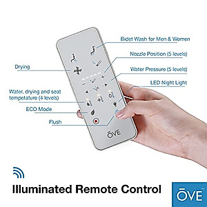 OVE Decors Yosemite Smart Toilet with Integrated Bidet Seat, Heated Seat with Auto Flush and Warm Water and Multi Function Remote Control, White