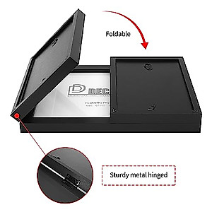 DECOCIAGA Hinged 3 Picture Frame 4x6 & 5x7 Folding Collage Photo Frames Multiple Wooden Desk Picture Frames with Mat for Office Tabletop or Wall Decor, Black