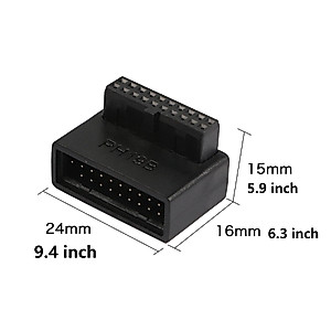SHANFEILU USB 3.0 90 Degree Motherboard Adapter 19 Pin/20 Pin Male to Female Extension Adapter L Turn Right Angle Socket for Desktop Motherboard (Down Angle PH19B)