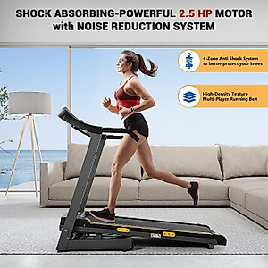 Treadmill with Auto Incline Foldable Treadmill 17'' Electric Treadmills 2.5 HP/8.5 MPH with 15 Training Programs 0-12% Auto Incline Large LCD Display Easy Assembly for Home Office Gym Use