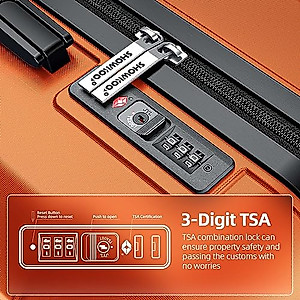 SHOWKOO Luggage Sets Expandable PC+ABS Durable Suitcase Sets Double Wheels TSA Lock 4 Piece Luggage Set Orange