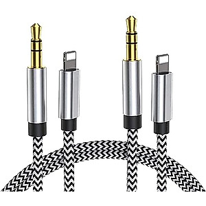 Aux Cord for iPhone,[Apple MFi Certified]2 Pack Lightning to 3.5mm Headphone Jack Adapter for iPhone 14 Pro 13 12 11 XS XR X 8 7 6 for Car Home Stereo,Speaker,Headphone,Support All iOS 3.3FT Silver