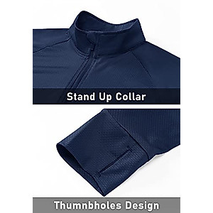 MAGCOMSEN Women's Lightweight Athletic Jacket Zipper Running Shirts Quick Dry Long Sleeve Sun Protection Shirts Navy 2XL