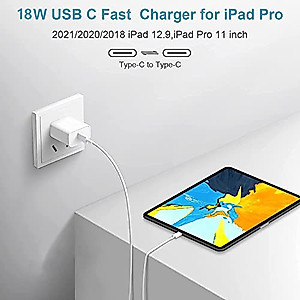 iPad Charger, USB-C Fast Charger, for Apple iPad 10th Gen,iPad Pro 12.9 2021/20/18, iPad Pro 11 Gen 3/2/1, iPad Air 4th, iPad Mini 6,Wall Charger Plug Block with 10FT Type-C to C Charging Cable