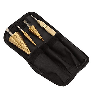 Drill Bits with Automatic Punch, 3pcs Step Drill Bits 4-12/4-20/4-32 with Hexagonal Handle, High Speed Steel and, Good Wear Resistance