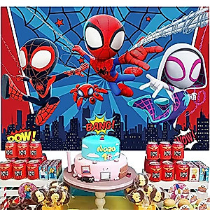 Spidey and His Amazing Friends Backdrop, Spiderman Hero Background for Kids Birthday Party Decoration, 5 x 3 ft Superhero and His Amazing Friends Photography Banner for Baby Shower (Spidey Backdrop)