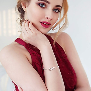 Billie Bijoux 925 Sterling Silver Infinity Womens Bracelet White Gold Plated Love Symbol Charm Adjustable Small Bracelet