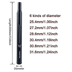 Thinvik Bike Seat Post Matte Aluminum Alloy,Length 350mm,Bicycle Seat Post Replacement for BMX MTB Road&Mountain Bike,Fixed Gear Bike Seatpost 25.4/27.2/28.6/30.4/30.8/31.6mm-27.2mm
